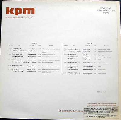 個別「V.A. / kpm MUSIC RECORDED LIBRARY ( LP )」の写真、画像 - estacio_pick's ...