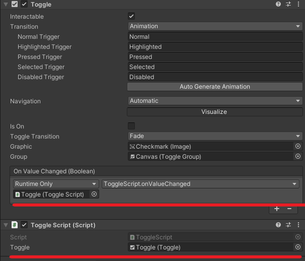 Unity - UI：Toggle の使い方 - - ひとりでのアプリ開発 - fineの備忘録