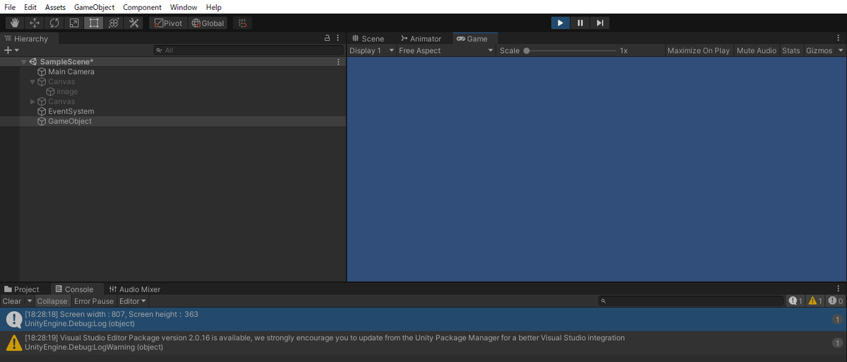 Unity - Screen.CurrentResolution：画面サイズを取得する - - ひとりでのアプリ開発 - fineの備忘録
