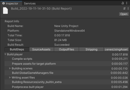 Unity - Build Report Inspector：ビルドに関する情報を確認する - - ひとりでのアプリ開発 - fineの備忘録