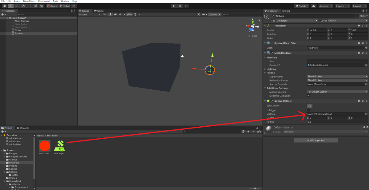 Unity - Physics Material の作り方、使い方 - ひとりでのアプリ開発 - fineの備忘録