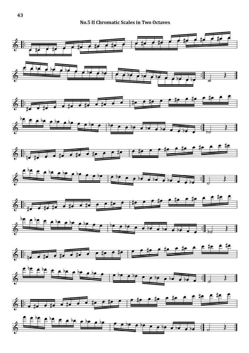 Daily Exercises No.5-II Chromatic Scales in Two Octaves - フルート上達の秘伝