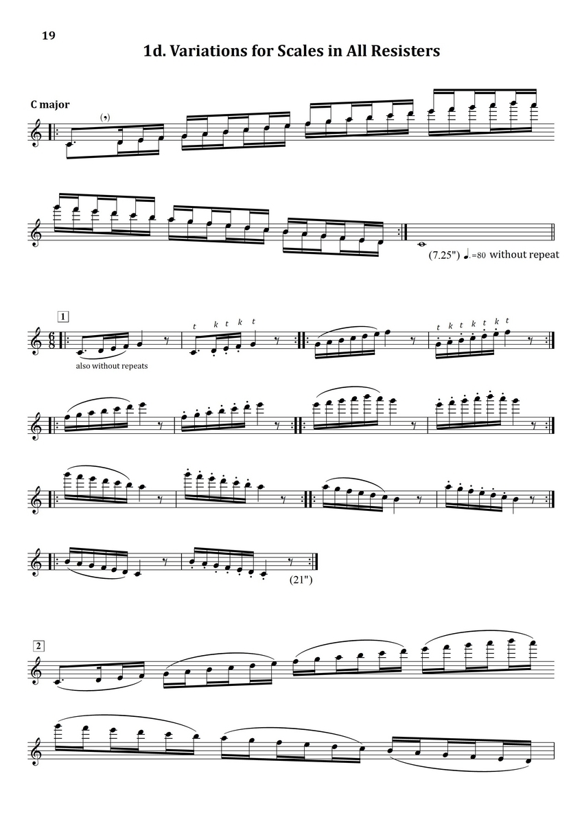 New Daily Exercises 1d. : Scales in All Resisters - フルート上達の秘伝