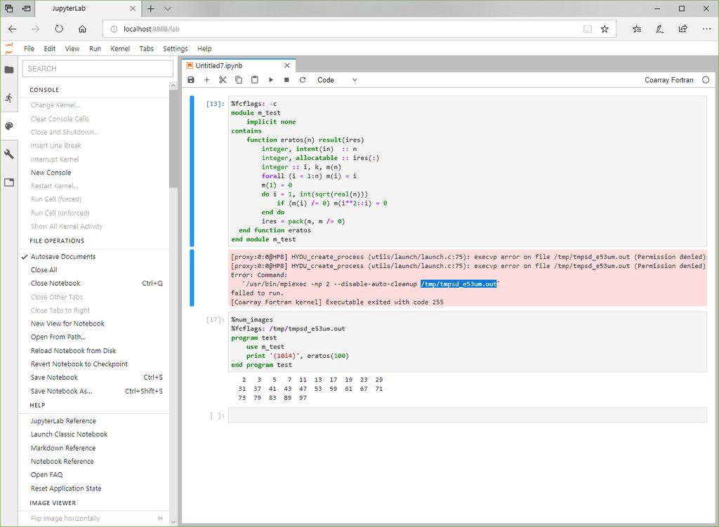 【メモ帳】JupyterLab に CoArray Fortran - fortran66のブログ