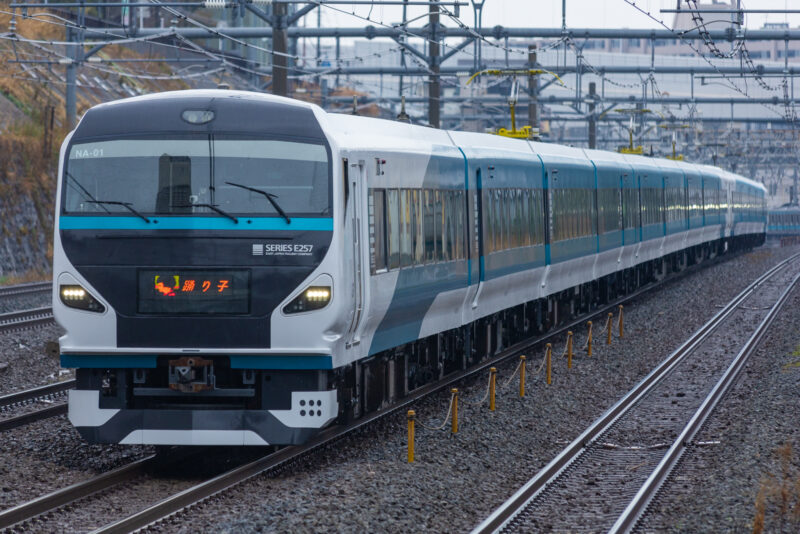 【14両編成運転開始】踊り子 E257系に統一 - 朝焼けに染まる