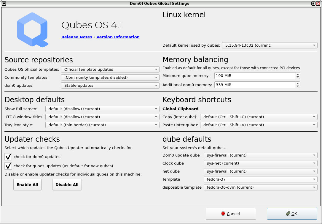 Qubes OS: 新しいFedora テンプレートのインストール作業 - /ft/'s blog