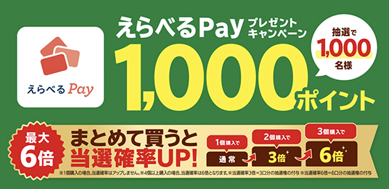 カバヤ｜えらべるPay1,000ポイントプレゼントキャンペーン - 当たる可能性が高い懸賞を狙う