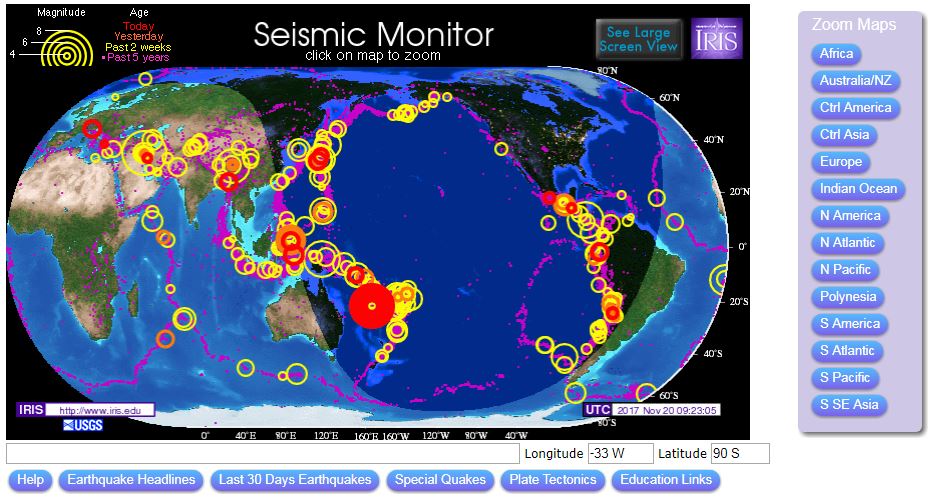 地震最速報！？ 今、発生してるリアルタイム地震マップ 「IRIS Seismic Monitor」 - 風父（ふうとっと）ライフ 生活雑記録