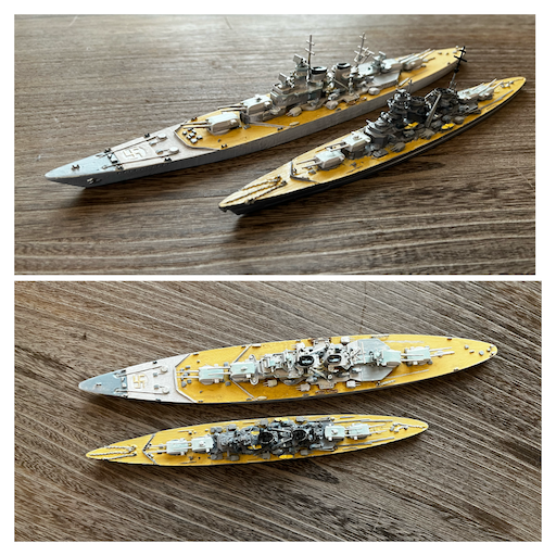 コレクターの日常：架空艦 H級戦艦 H-44型の完成 - 相州の、ほぼ週刊、1:1250 Scale 艦船模型ブログ