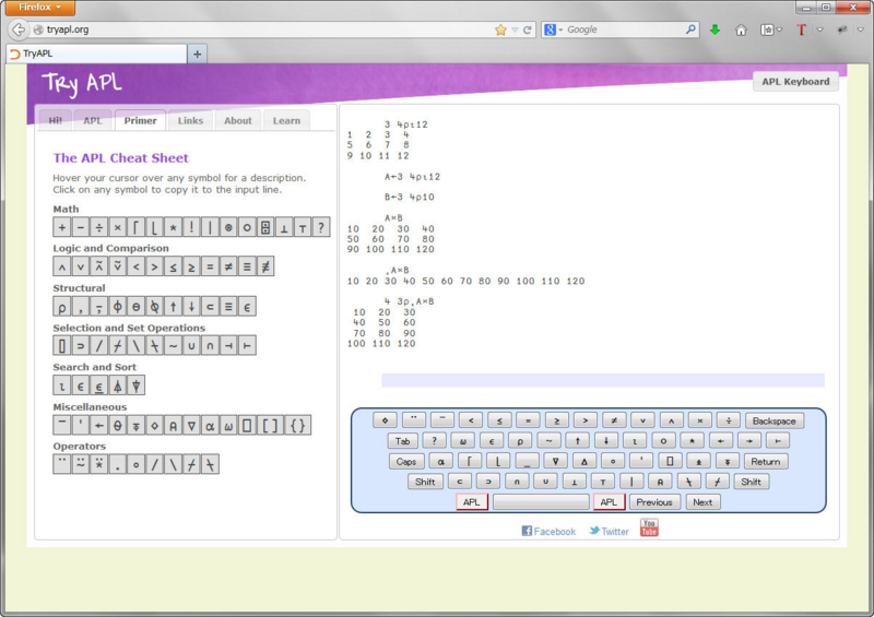 TryAPL でトライ APL！ - 魔術師をめざして