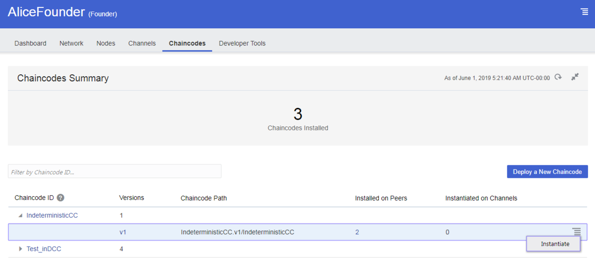 Oracle Blockchain Platform Cloud Serviceで非-決定論的なChaincodeをインストール、インスタンス化してREST APIで実行 - 空谷に吼える