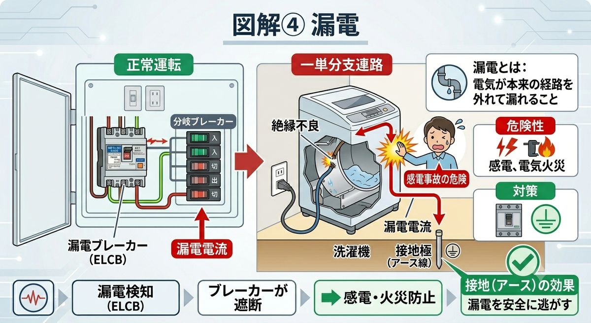 【図解】ブレーカーはなぜ落ちる？漏電・過電流・ショートの違いをわかりやすく解説！ - 現場おすすめLABO