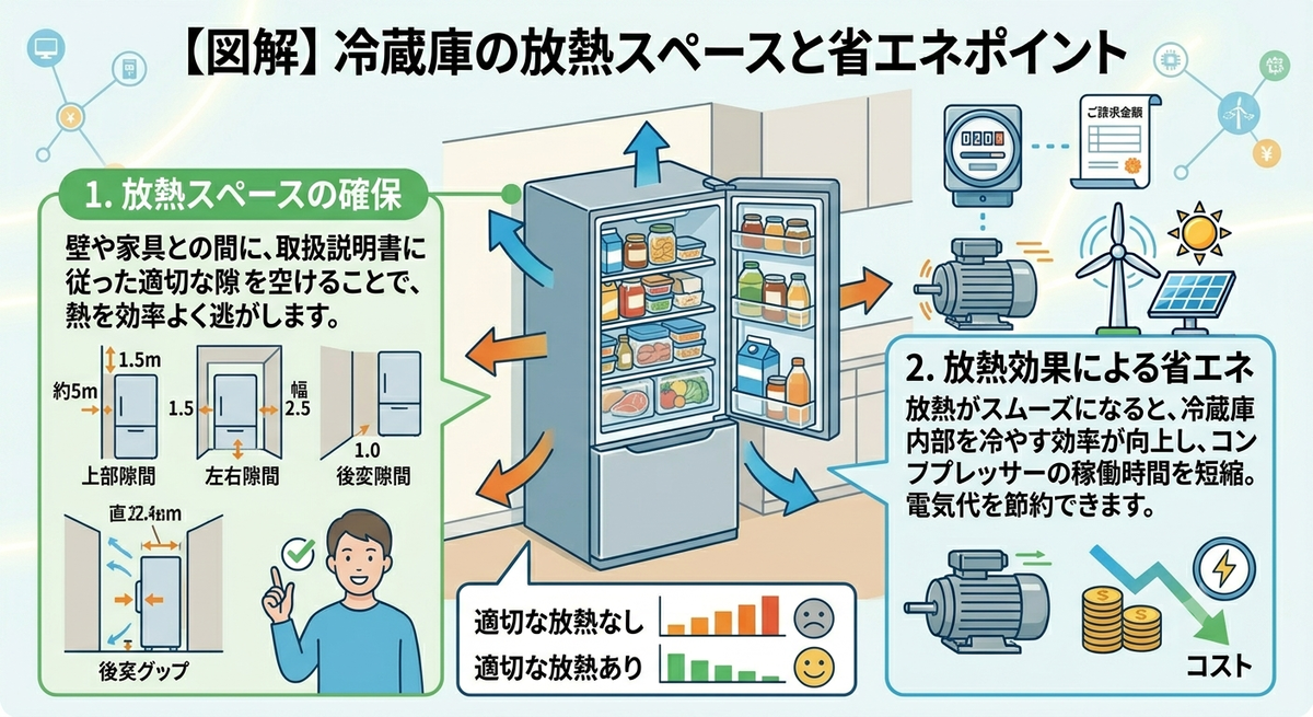 【図解】家電の電気代を節約する方法｜冷蔵庫・エアコンの省エネポイント - 現場おすすめLABO