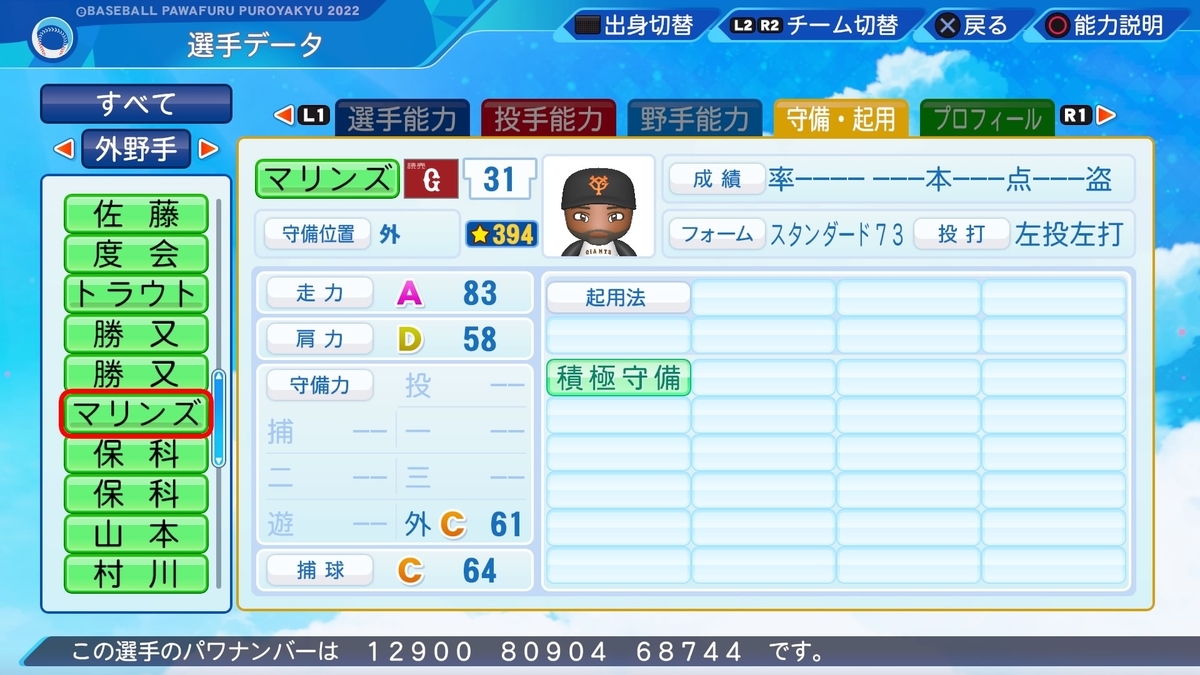 【パワプロ2022・再現】セドリック・マリンズ（アメリカ代表） - パワプロデータ拡張センター