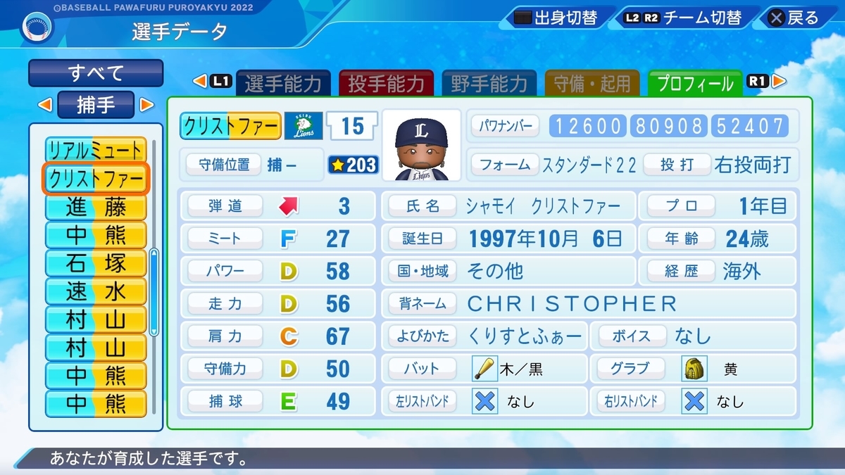 【パワプロ2022・再現】シャモイ・クリストファー（イギリス代表） - パワプロデータ拡張センター