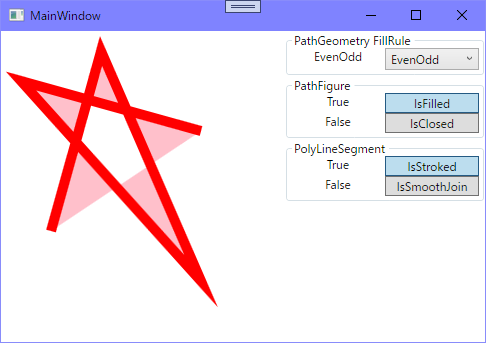 WPF、PathGeometryで直線図形を描画したときの動作確認してみた、FillRule、IsFilled、IsClosed、IsStroked、IsSmoothJoin - 午後わてんのブログ