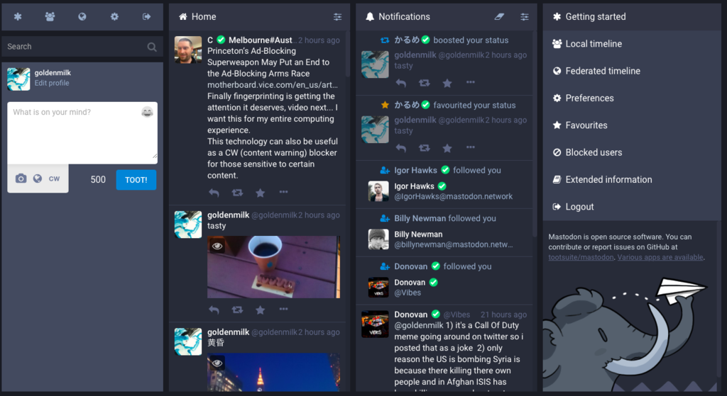 Come in the mastodon, マストドンに入ってみよう(2) - GOLDENMILK