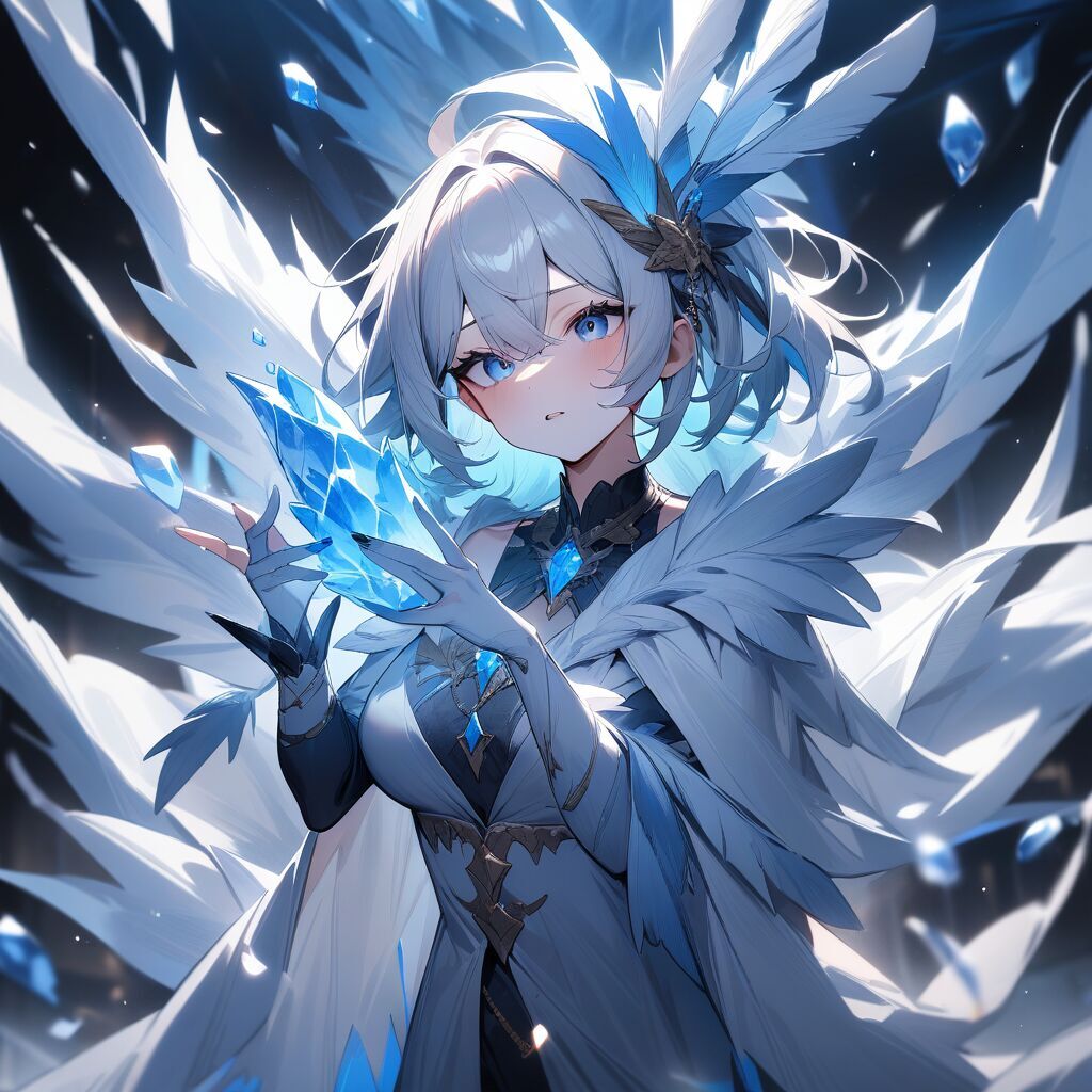 feathers made of ice (氷の羽根) by Animagine XL V3.1 - AI生成画像カタログ