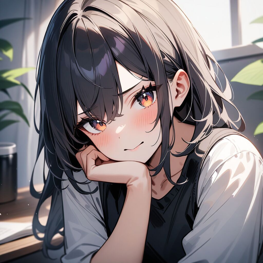 hand on own cheek (自分の頬を掴む) by Animagine XL V3.1 - AI生成画像カタログ