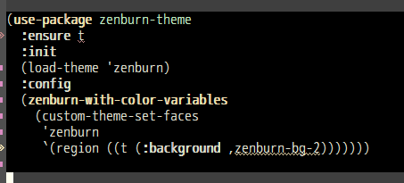 zenburnテーマのregionのbackgroundが見辛かったのでテーマを少しいじった - ぐるっとぐりっど