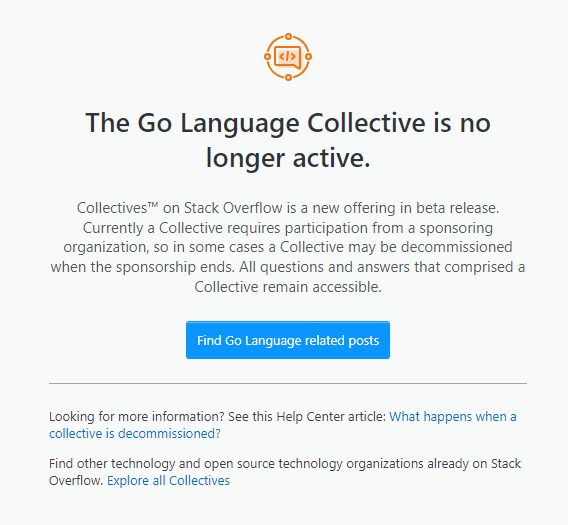 Goメモ-255 (Stackoverflow の Go Collective が閉鎖された) - いろいろ備忘録日記