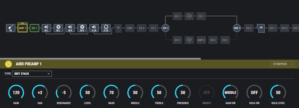 GT-1000 BRIT STACKでRESONANCEの音色変化を確認する - GUITAR TONE 1000