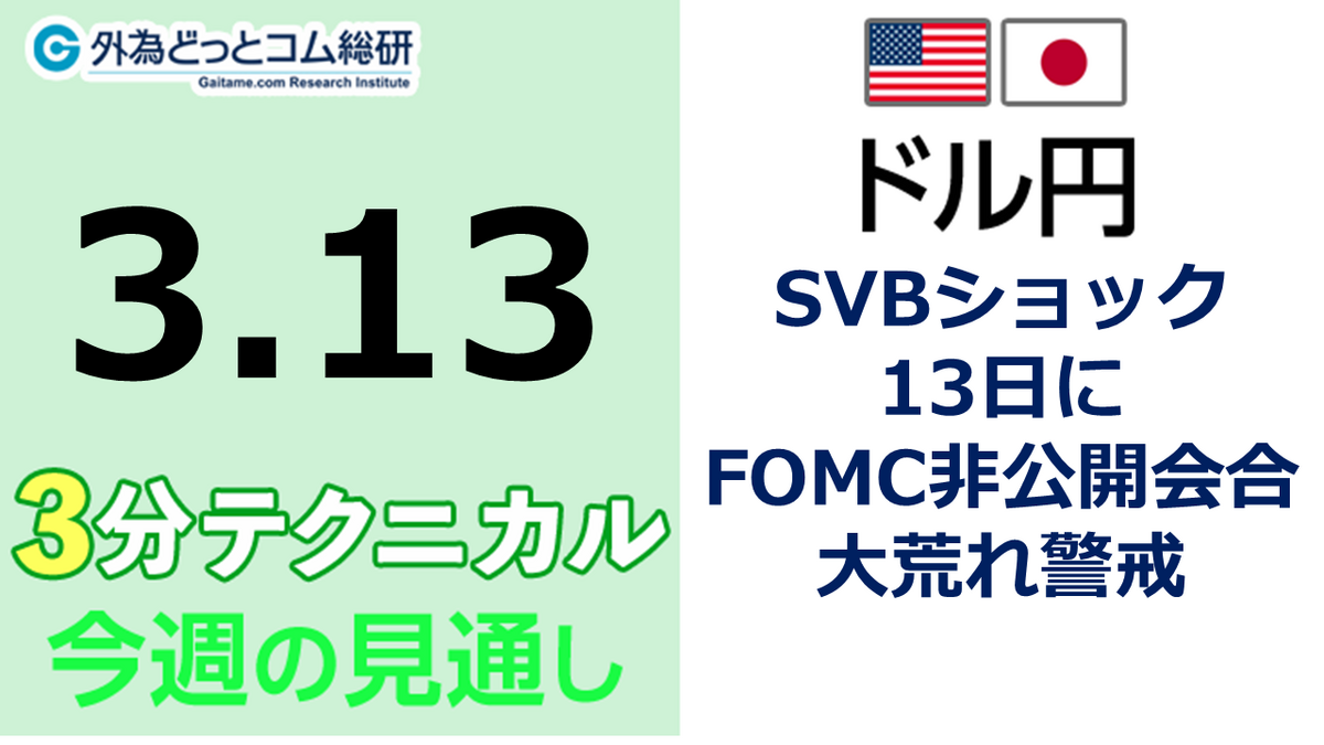 ドル/円 見通し 「SVBショック、13日にFOMC非公開会合、大荒れ警戒」見通しズバリ！3分テクニカル分析 今週の見通し 2023年3月13日 - 外為どっとコム マネ育チャンネル