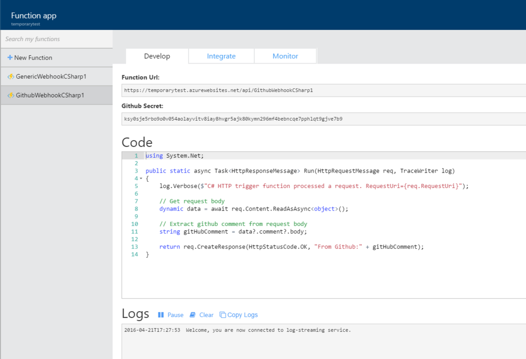Azure FunctionsのAPI Keyを扱ってみる - tech.guitarrapc.cóm