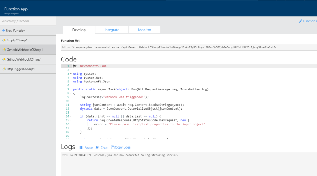 Azure FunctionsのAPI Keyを扱ってみる - tech.guitarrapc.cóm