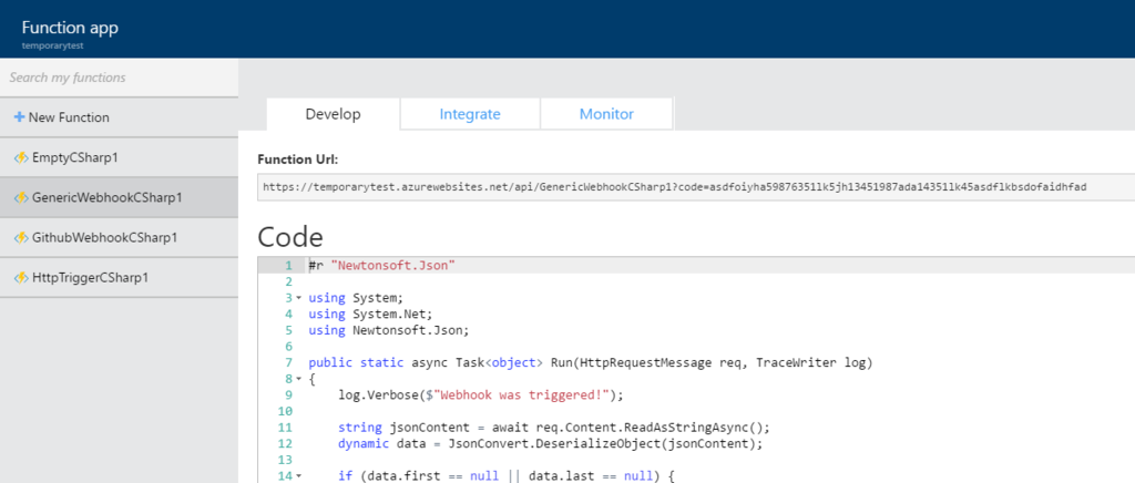 Azure FunctionsのAPI Keyを扱ってみる - tech.guitarrapc.cóm
