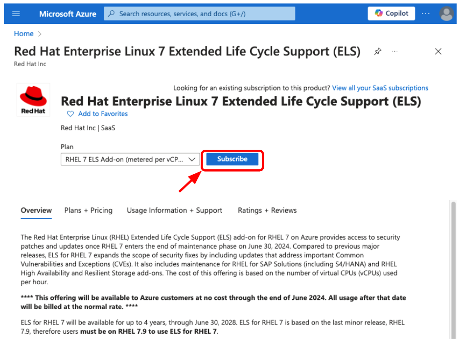 Azure Marketplaceでの従量課金制RHEL7 ELS利用方法のご紹介 - 赤帽エンジニアブログ