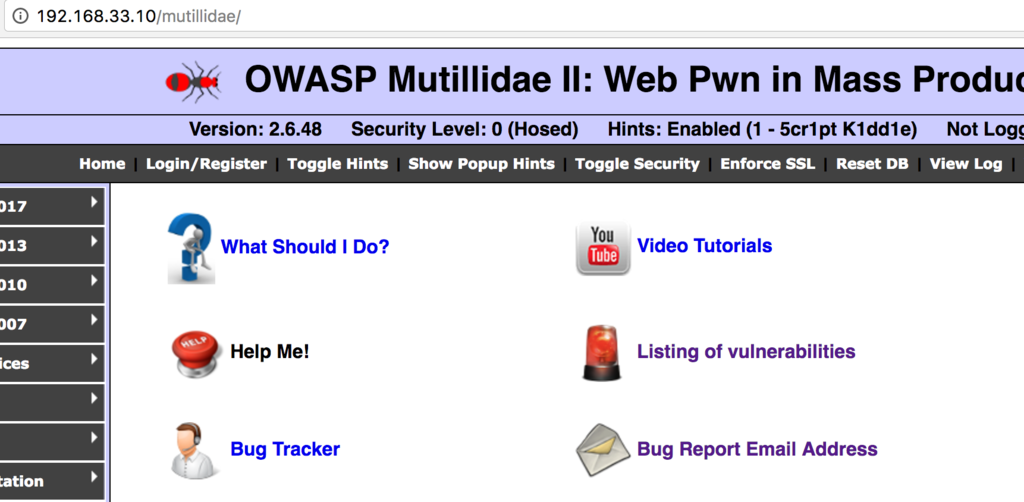 WEBサイトの脆弱性学習に使えるOWASP Mutillidae IIのローカル環境での構築と簡単な使い方の紹介 - TORIPIYO DIARY