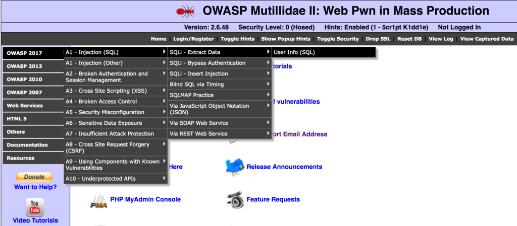WEBサイトの脆弱性学習に使えるOWASP Mutillidae IIのローカル環境での構築と簡単な使い方の紹介 - TORIPIYO DIARY