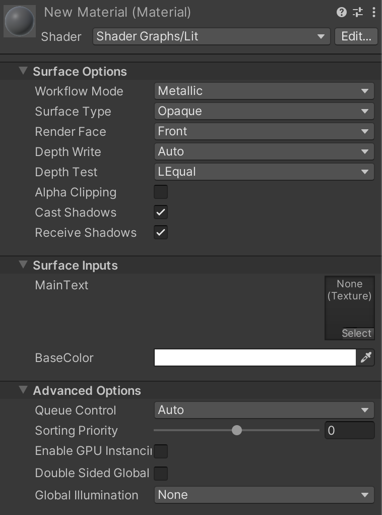【Unity】ShaderGraph で Material 側で Surface Options を編集する - うにてぃブログ
