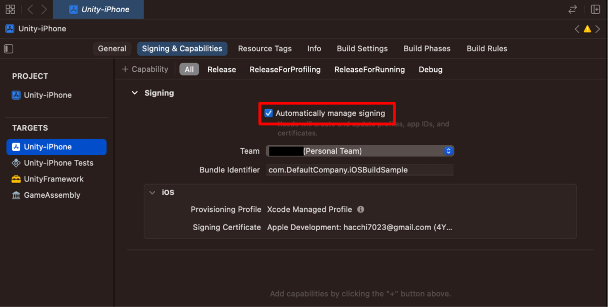 【Unity】Unity から iOS ビルドをして実機で確認する - うにてぃブログ