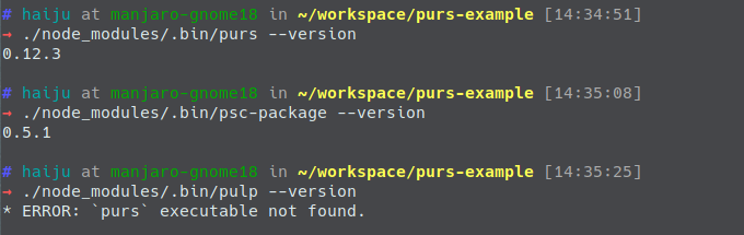 PureScriptのビルドツールのpulpコマンドをローカルインストールしたら動かない件 - haiju's 開発メモ