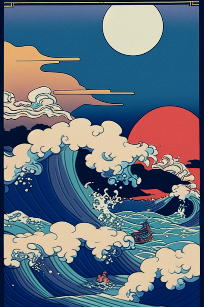 「日本画 和風な波 和風な海」の背景素材 - haruの無料素材ブログ