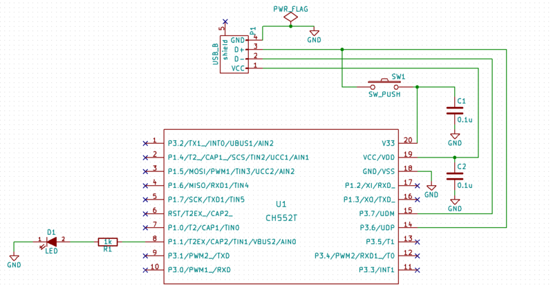 USB機能付き格安マイコンCH552Tの入手方法と回路について - 技術者見習いのメモ書き