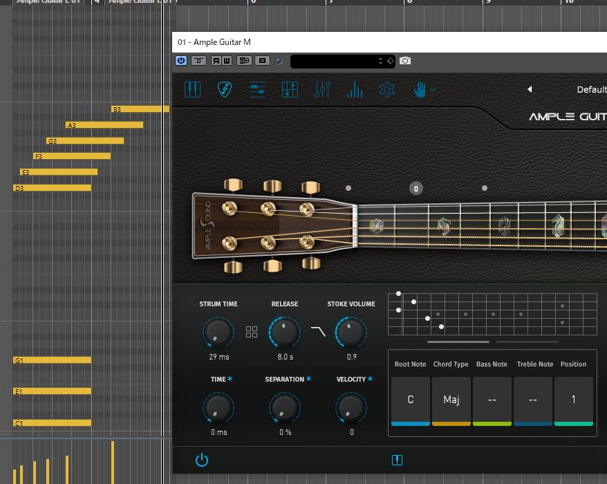 Ample Guitarの使い方/ギターコードを簡単に指定する方法 - HMSounds フリー音楽・効果音制作