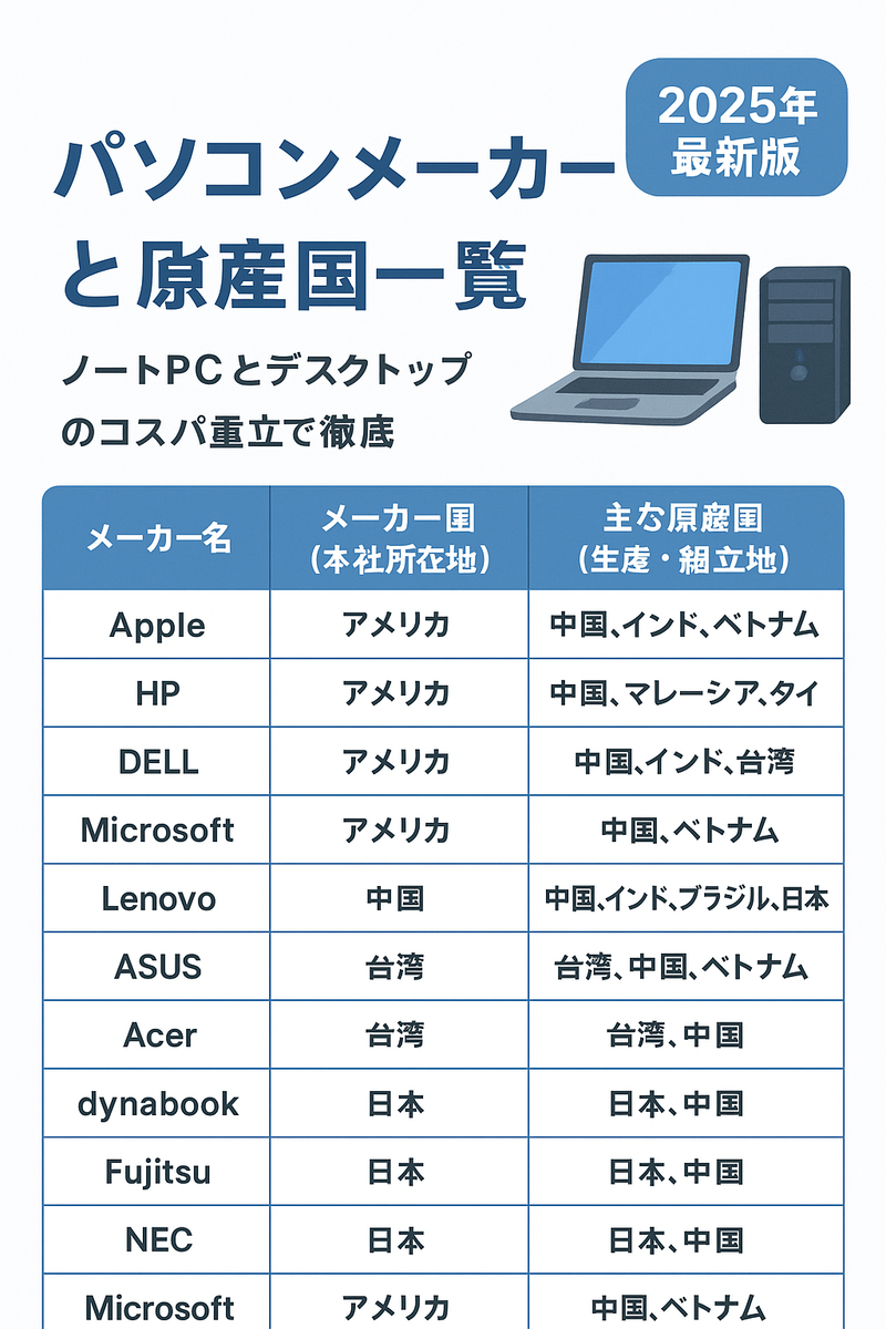 【パソコンメーカー徹底比較】国別の特徴とおすすめスペックを初心者向けに解説！ - harunori_model