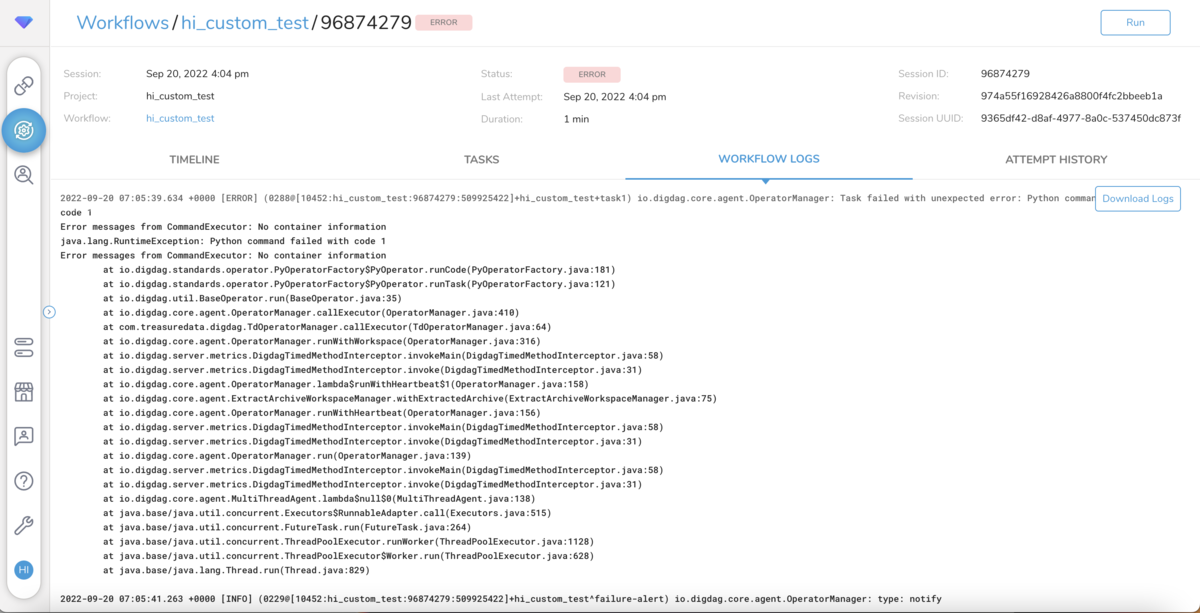 CustomScriptsの実行中、No such file or directory(digdagのファイルが存在しない)エラーが生じる - Treasure Data - Support ...