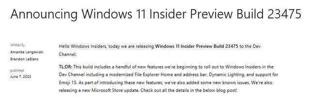 Windows 11 Dev チャンネル にBuild 23475.1000 が配信されてきました。 - 私のPC自作部屋