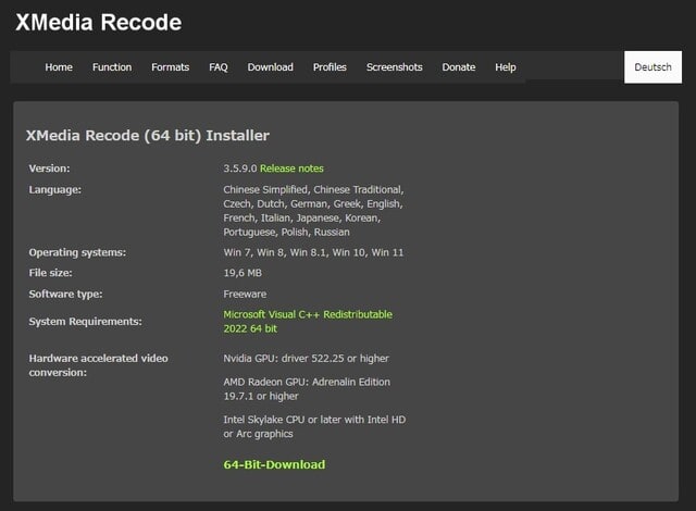 XMedia Recode 3.5.9.0 がリリースされました。 - 私のPC自作部屋