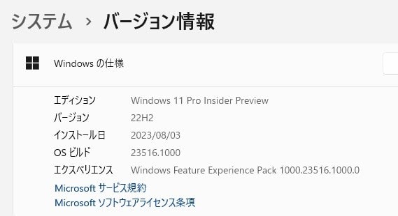 Windows 11 Dev チャンネルに Build 23516.1000 が配信されてきました。 - 私のPC自作部屋