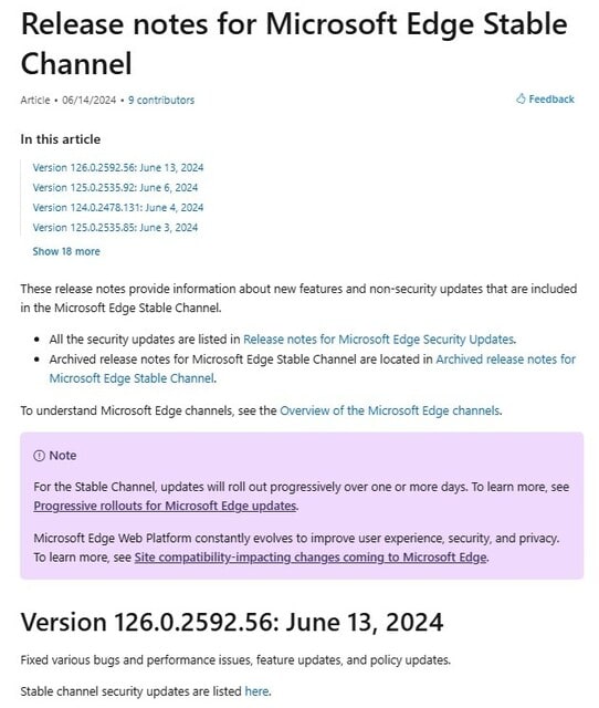 Microsoft Edge Stable チャンネルに バージョン 126.0.2592.56 が降りてきました。 - 私のPC自作部屋