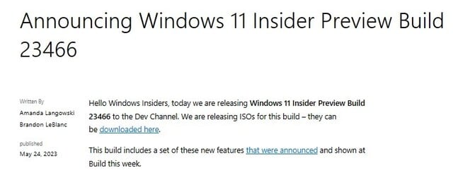 Windows 11 Dev チャンネルに Build 23466.1001 が配信されてきました。 - 私のPC自作部屋