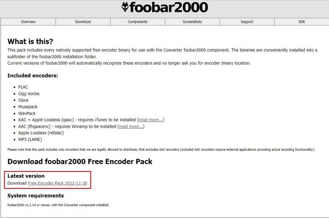 foobar2000 Free Encoder Pack 2022-11-30 がリリースされました。 - 私のPC自作部屋