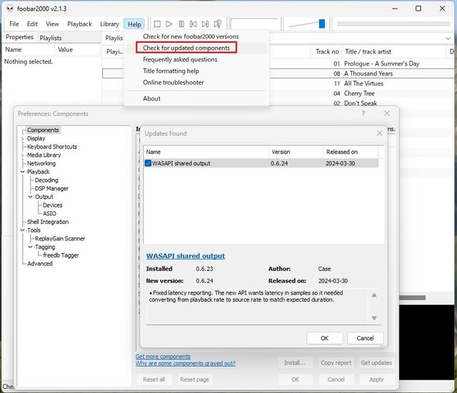 foobar2000 用 components 「WASAPI Shared output v 0.6.24」がリリースされました。 - 私のPC自作部屋