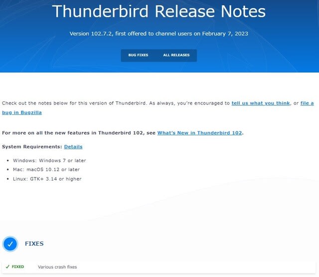 Thunderbird 102.7.2 がリリースされました。 - 私のPC自作部屋