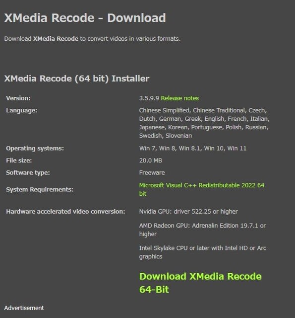 XMedia Recode 3.5.9.9 がリリースされました。 - 私のPC自作部屋